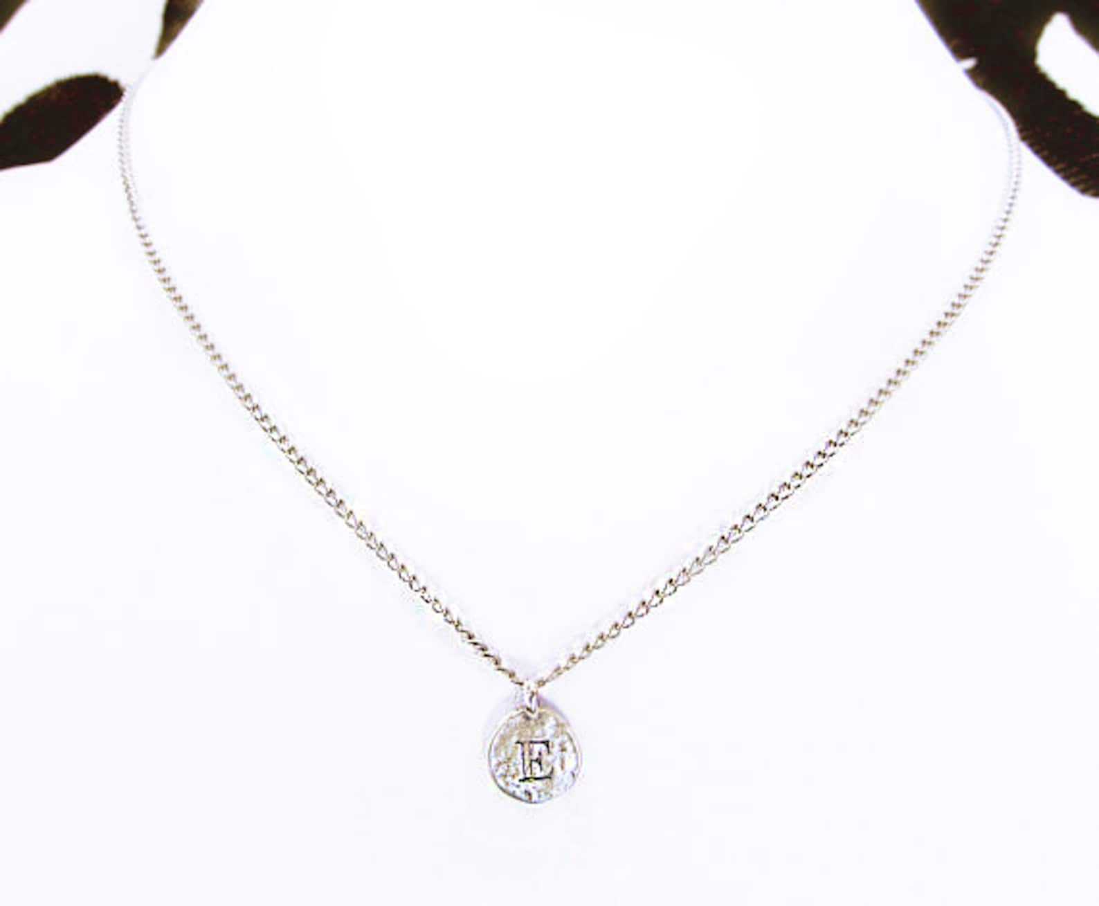 Initial E Gold Plated Coin Necklace, Letter E Charm With Gold Filled ...