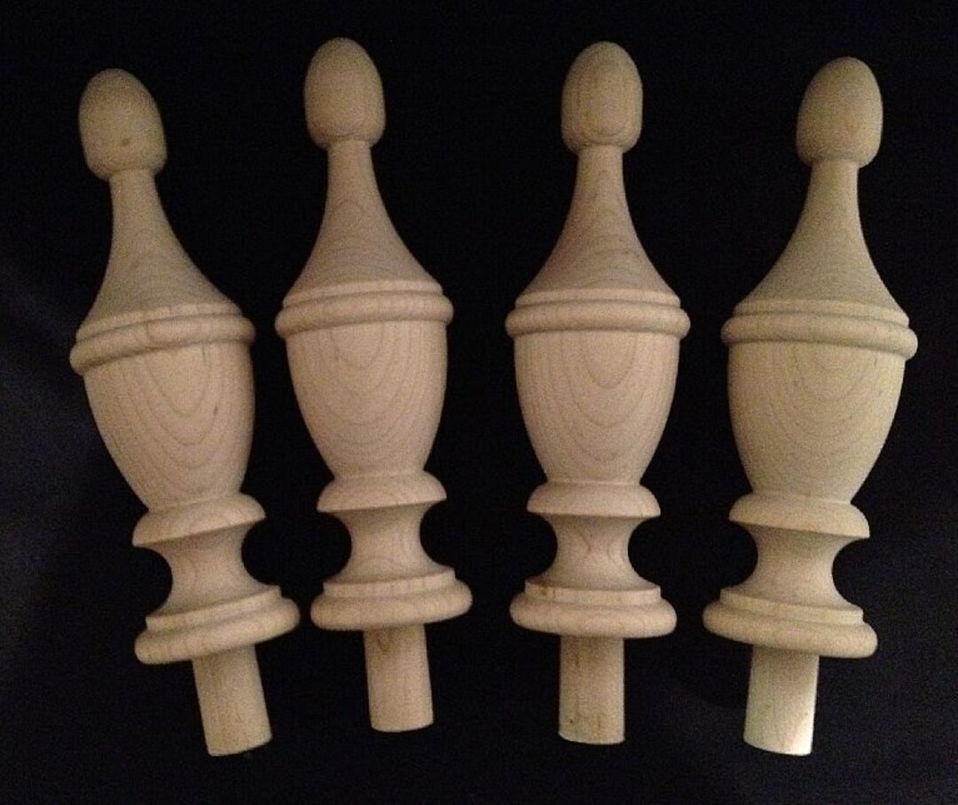 Set of 4 Unfinished Maple Wood Finials - 7-3/8" Tall - Etsy