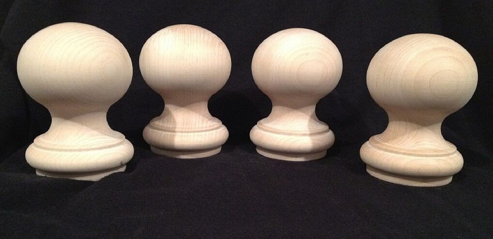 Newel Post Finial Maple Wood Unfinished Cap Ball Top 4 Piece. - Etsy