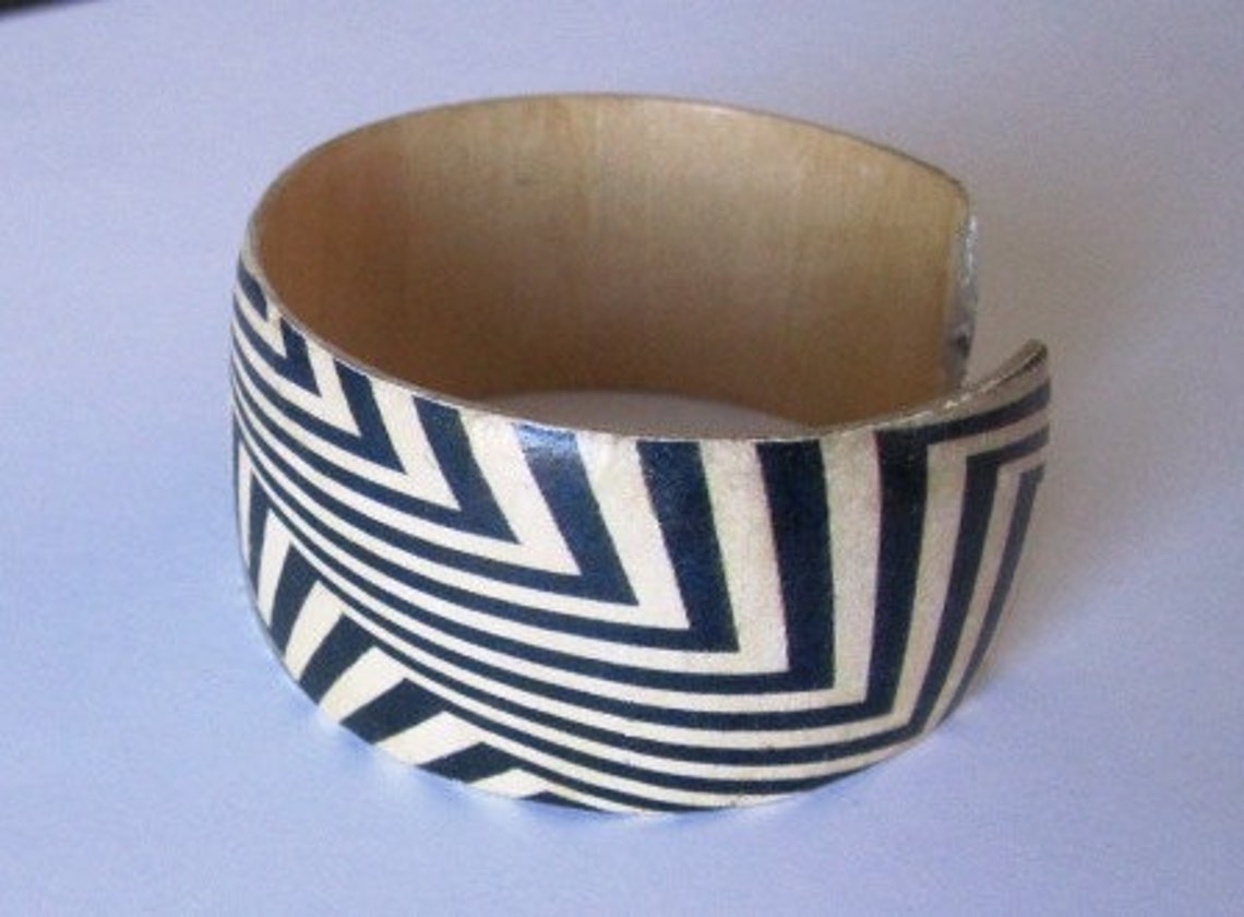 Bridget Riley Op Art Adjustable Wood Cuff Bracelet - Etsy