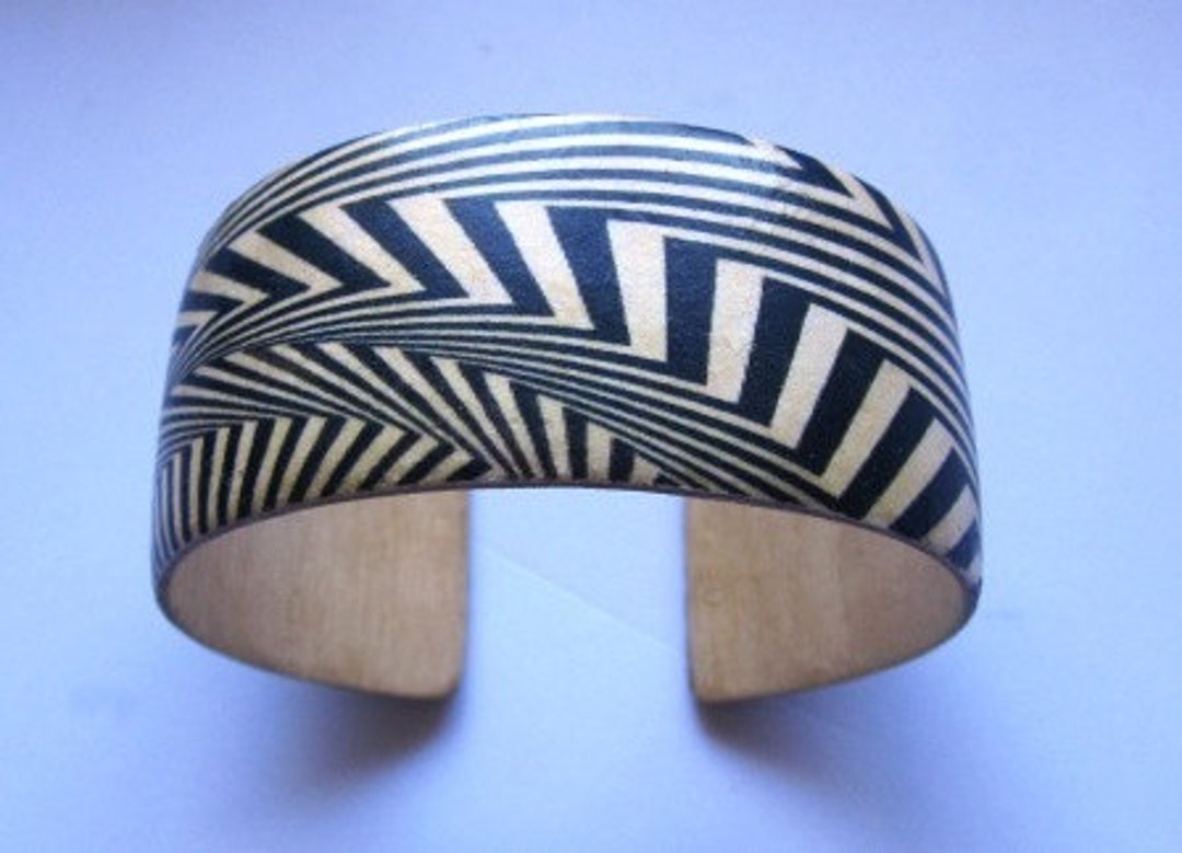 Bridget Riley Op Art Adjustable Wood Cuff Bracelet - Etsy