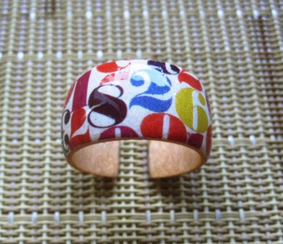 Colorful Numbers Wood Finger Ring - Etsy