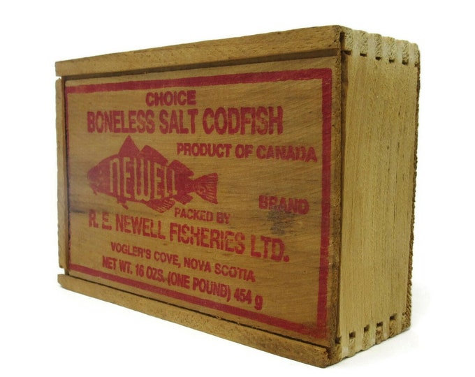 Vintage Boneless Salt Codfish Wooden Box by Newell Fisheries Canada ...