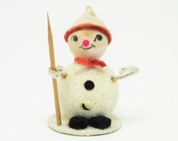 Vintage Christmas Snowman Figurine With Pipe Cleaner Arms and Trim ...