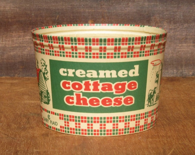 Vintage Unused Cottage Cheese Container Featuring a Farm With Cows ...