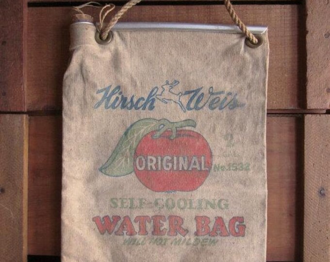 Vintage Hirsch Weis Canvas Water Bag Complete With Rope and Cork ...