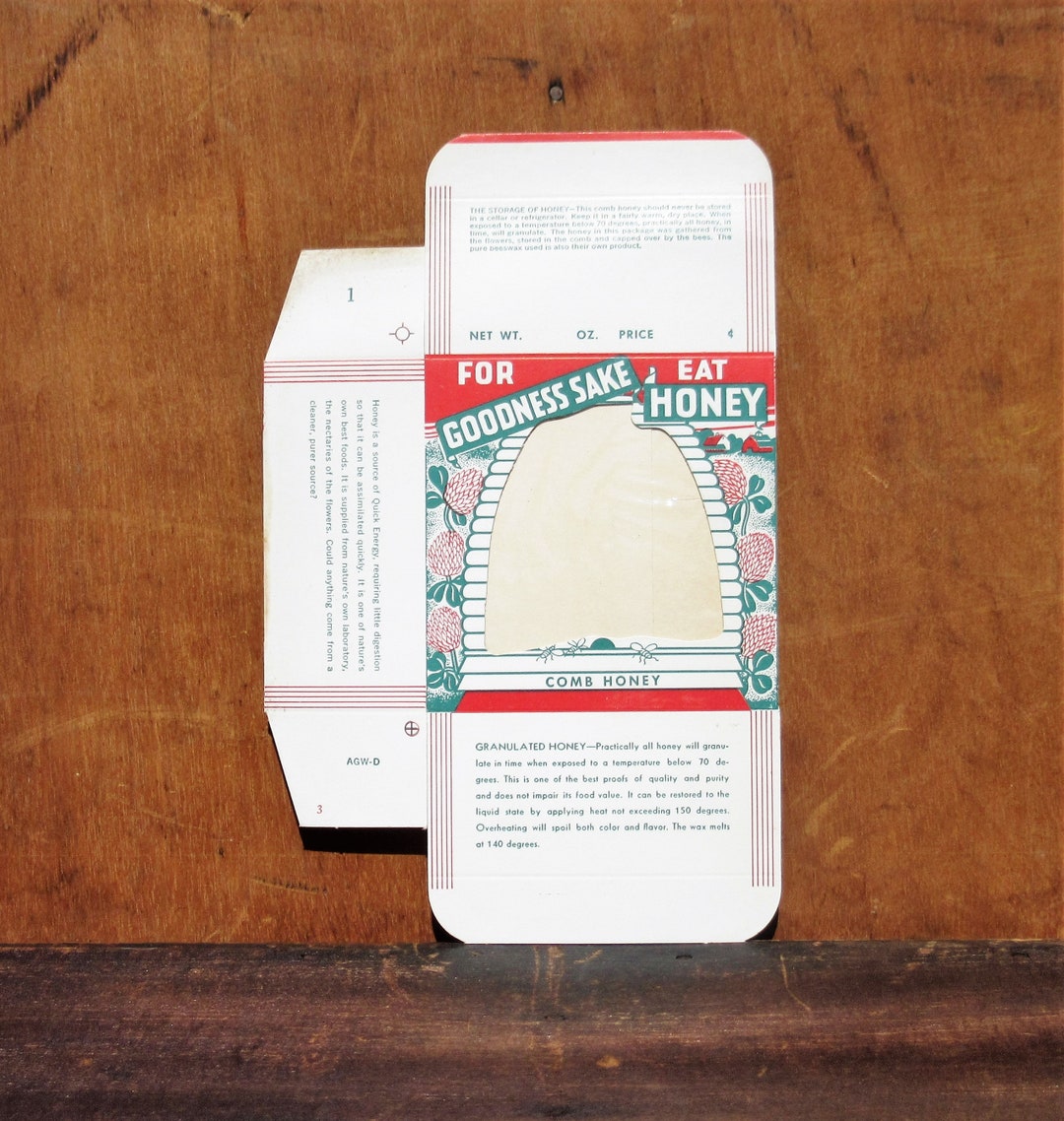 Vintage Unused Honey Box Container Featuring Bees, Honey Comb, Flowers ...