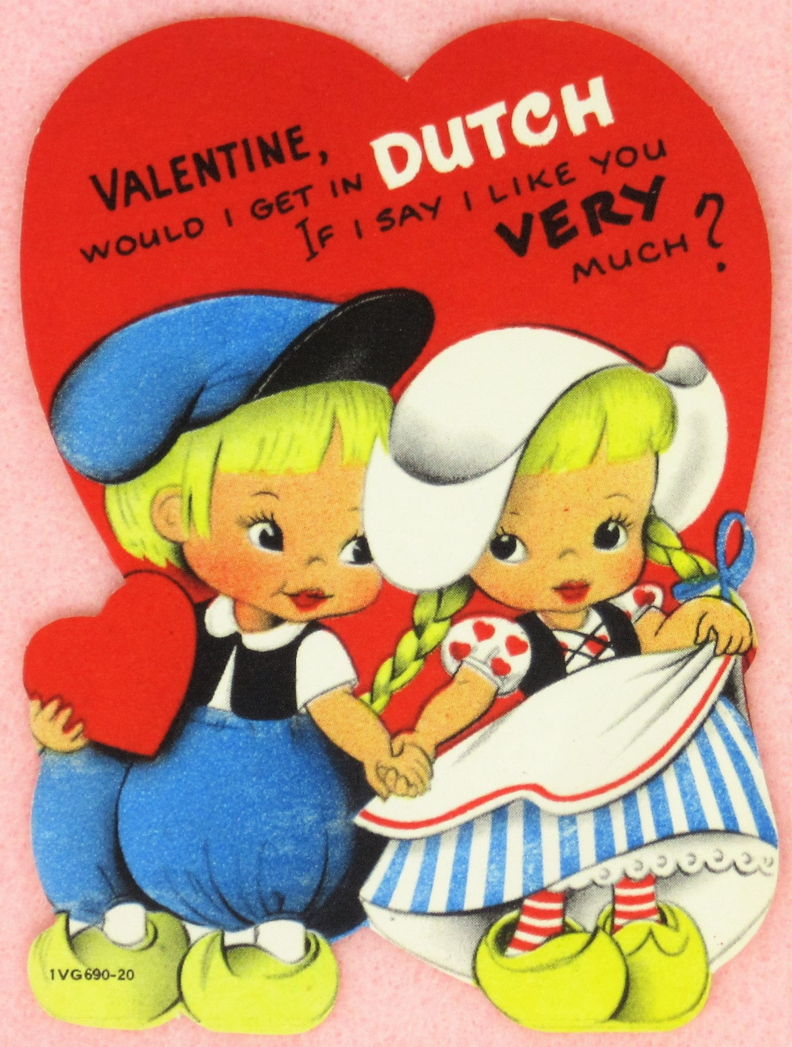 Vintage Unused Valentines Day Card Featuring a Cute Dutch Boy and Girl ...