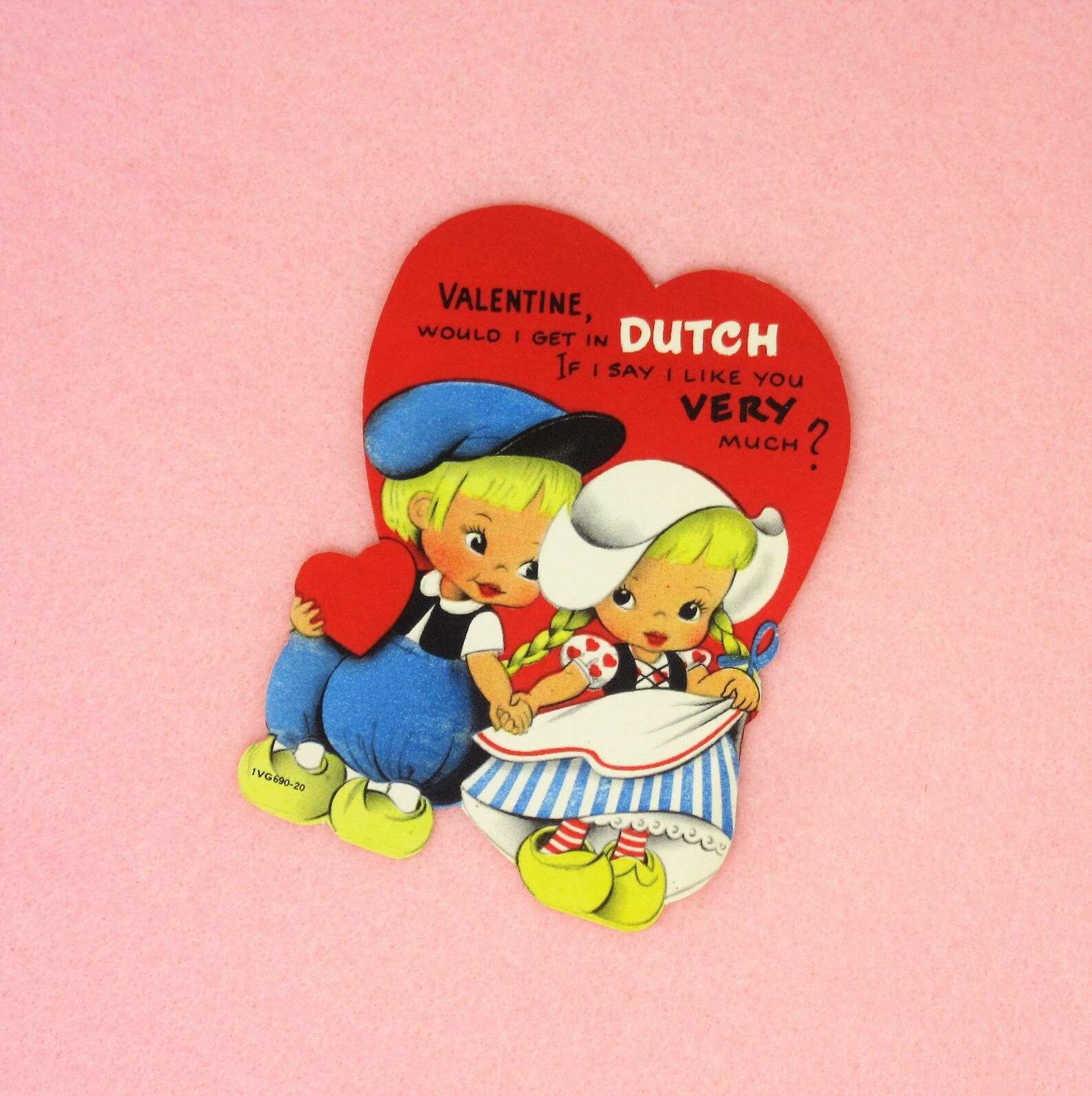 Vintage Unused Valentines Day Card Featuring a Cute Dutch Boy and Girl ...