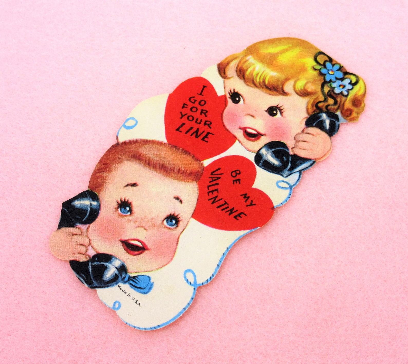 Vintage Unused Valentines Day Card Featuring a Telephone Call - Etsy