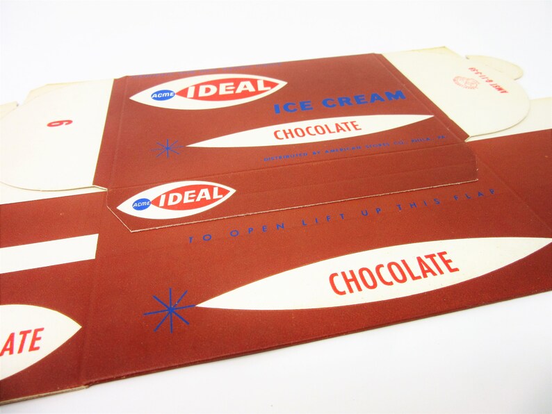 Vintage Unused Acme Ideal Chocolate Ice Cream Half Gallon Box - Etsy