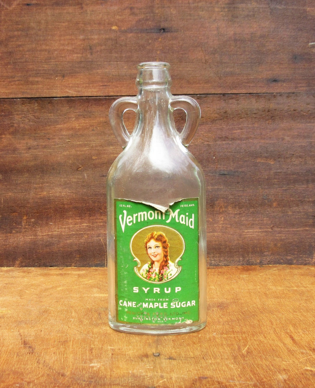 Vintage Vermont Maid Maple Sugar Syrup Glass Bottle With Original Paper ...