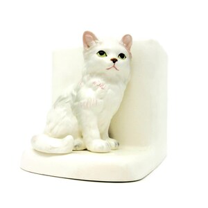 Vintage Porcelain Lefton Cat Planter, White Persian With Pink Ears and ...