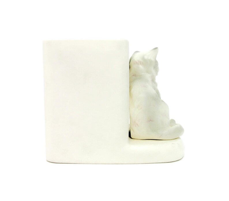 Vintage Porcelain Lefton Cat Planter, White Persian With Pink Ears and ...