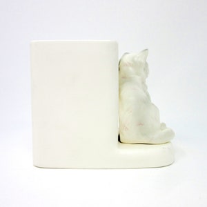 Vintage Porcelain Lefton Cat Planter, White Persian With Pink Ears and ...