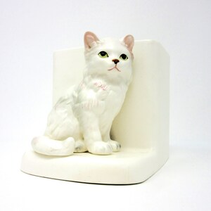 Vintage Porcelain Lefton Cat Planter, White Persian With Pink Ears and ...