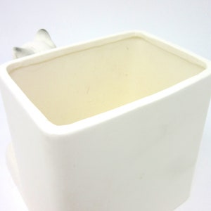 Vintage Porcelain Lefton Cat Planter, White Persian With Pink Ears and ...
