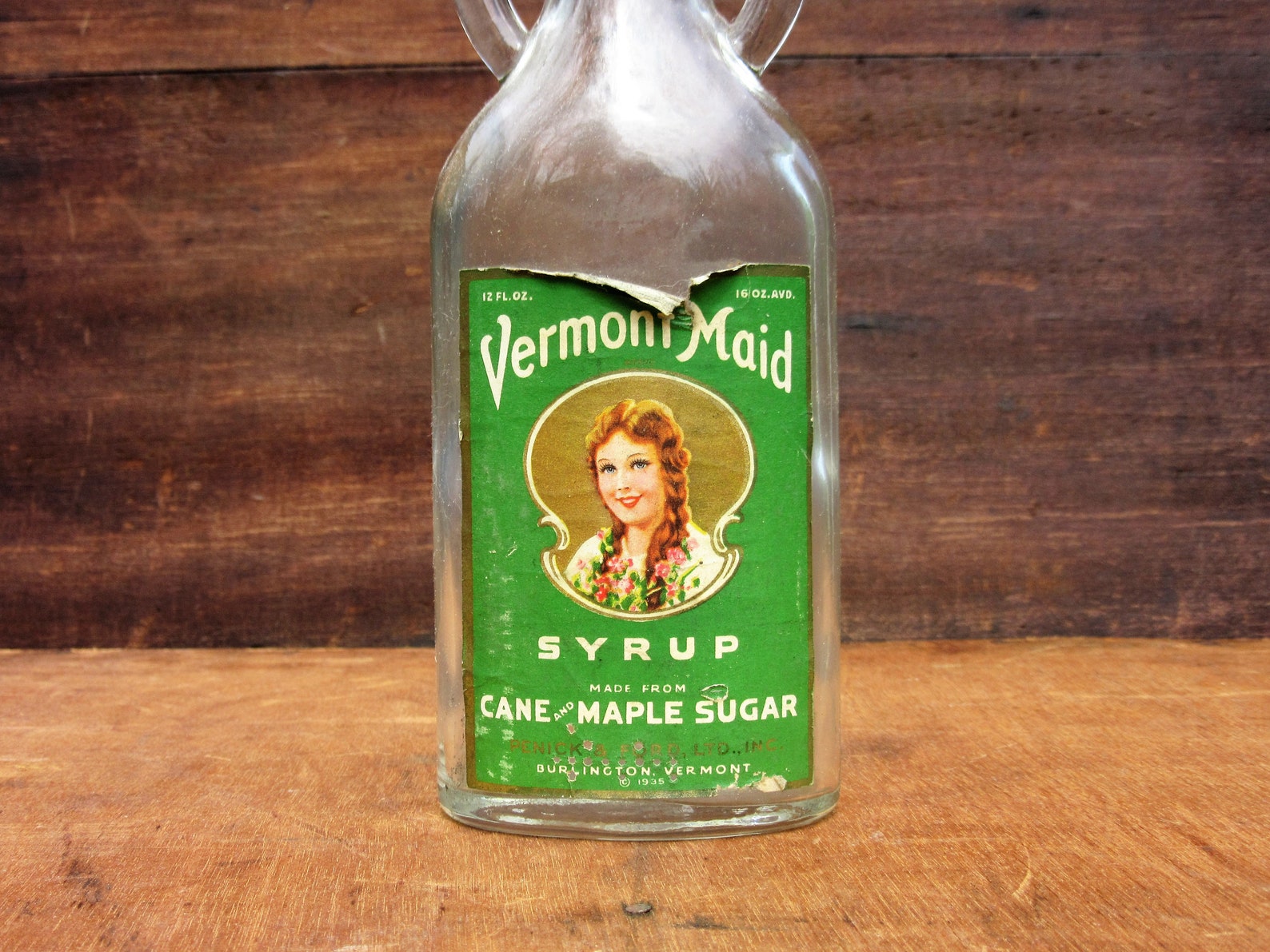 Vintage Vermont Maid Maple Sugar Syrup Glass Bottle With Original Paper ...