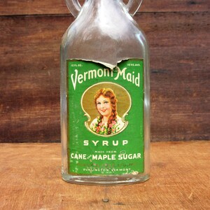 Vintage Vermont Maid Maple Sugar Syrup Glass Bottle With Original Paper ...