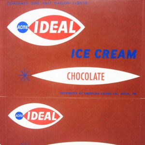 Vintage Unused Acme Ideal Chocolate Ice Cream Half Gallon Box With ...