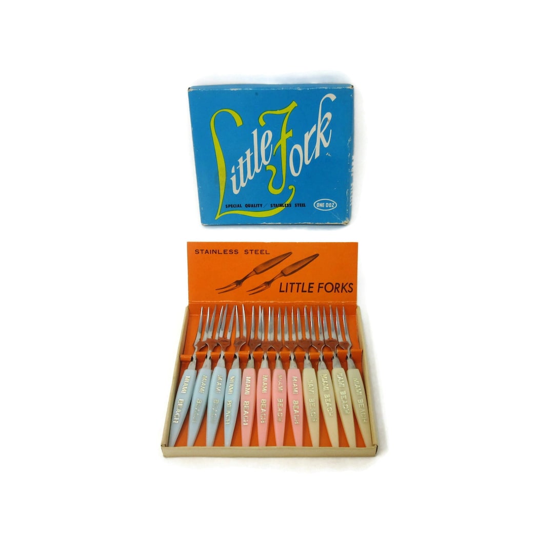Vintage Little Fork Box of Miami Beach Cocktail Forks Stainless Steel ...