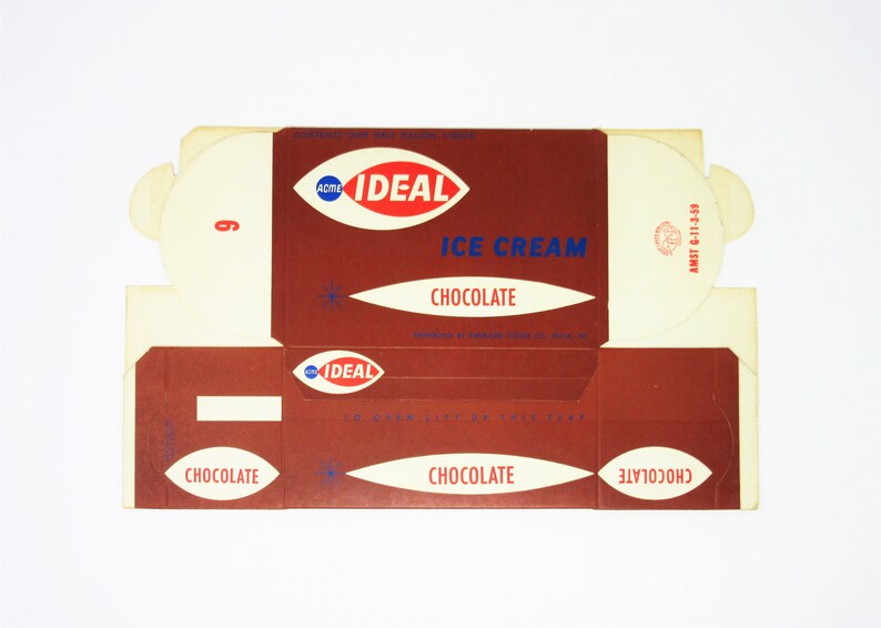 Vintage Unused Acme Ideal Chocolate Ice Cream Half Gallon Box - Etsy