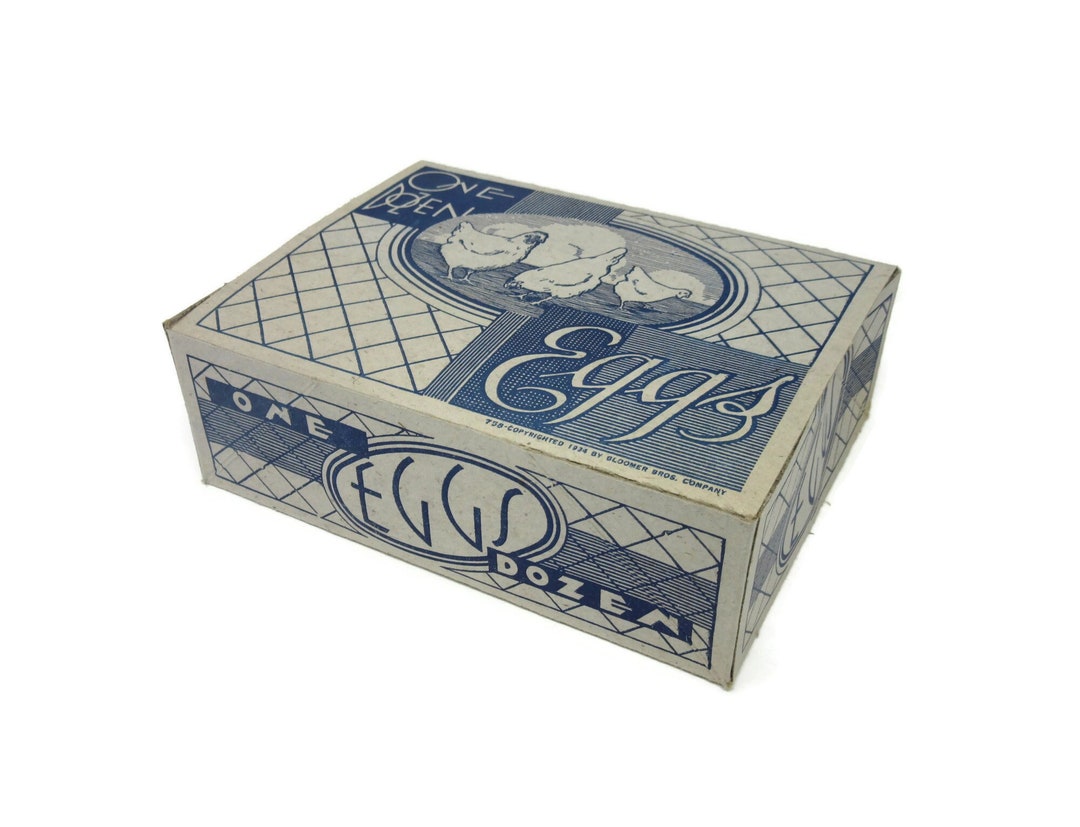 Vintage 1934 Cardboard Egg Carton With Graphics of Chickens on a ...