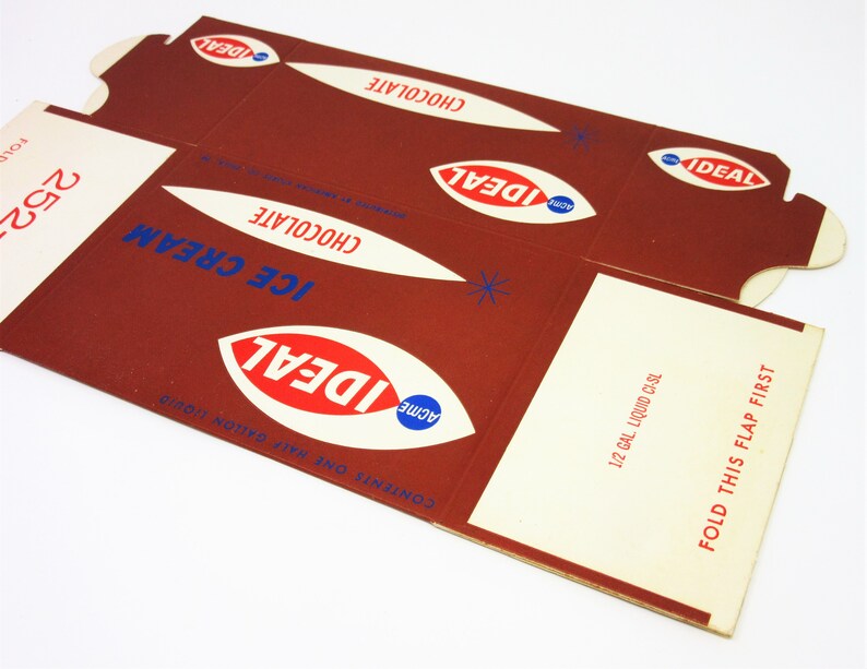 Vintage Unused Acme Ideal Chocolate Ice Cream Half Gallon Box - Etsy