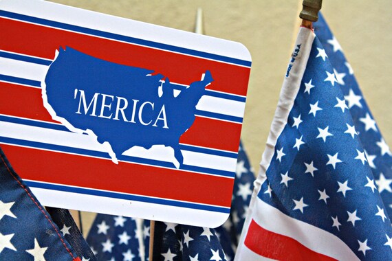 Items similar to Red White & Blue 'Merica Stationery: Set of 12 on Etsy