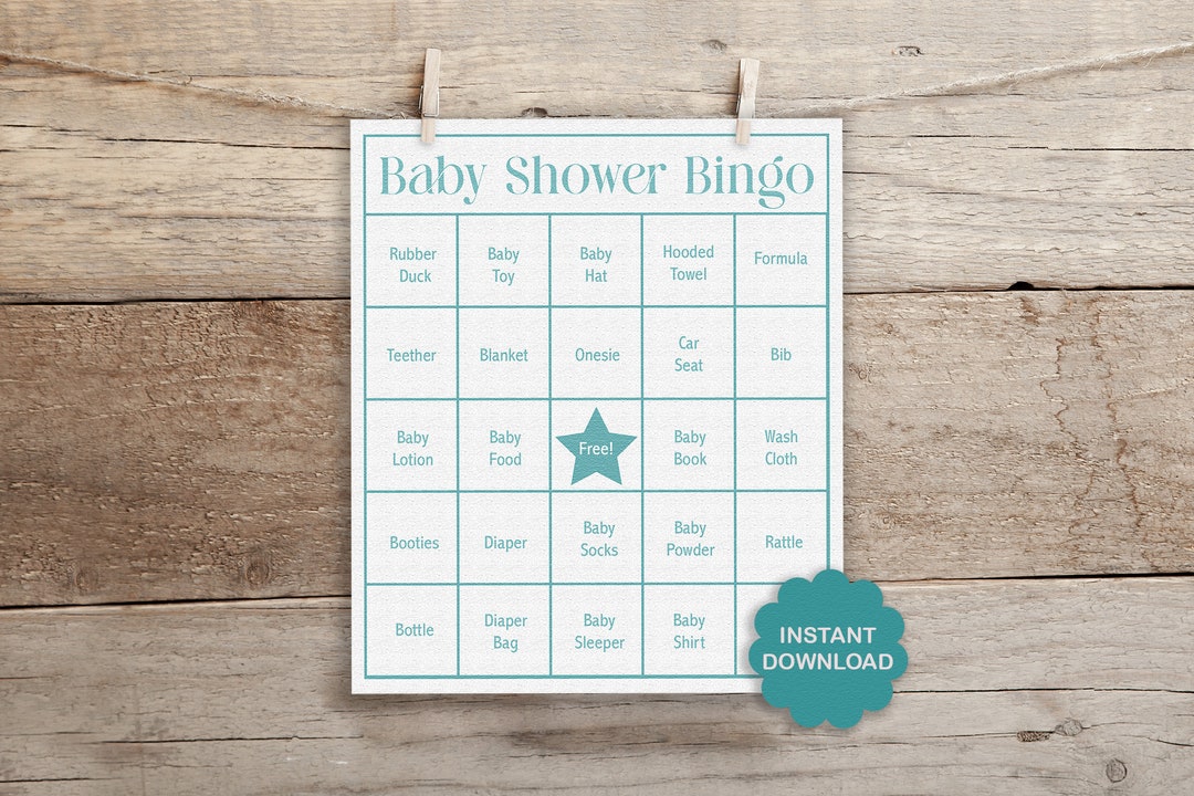 Baby Shower Bingo, Shower Gift Bingo Cards, Instant Download, Printable ...