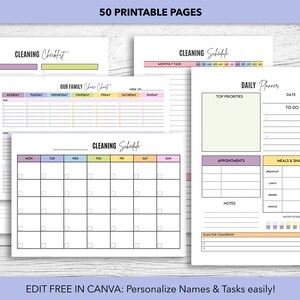 ADHD Planner, Editable in Canva, Printable ADHD Cleaning Checklist ...