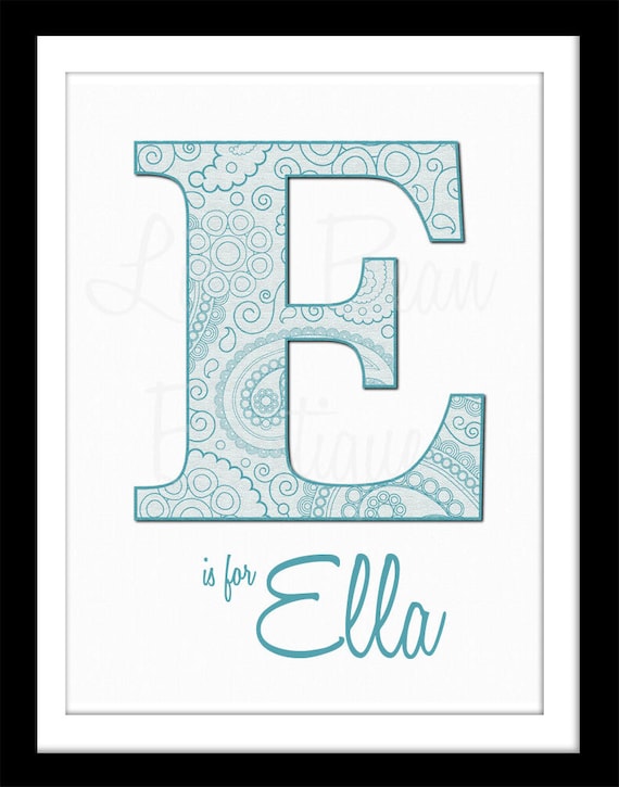 Items similar to Wall Art, Custom, Printable, Initial and name on Etsy