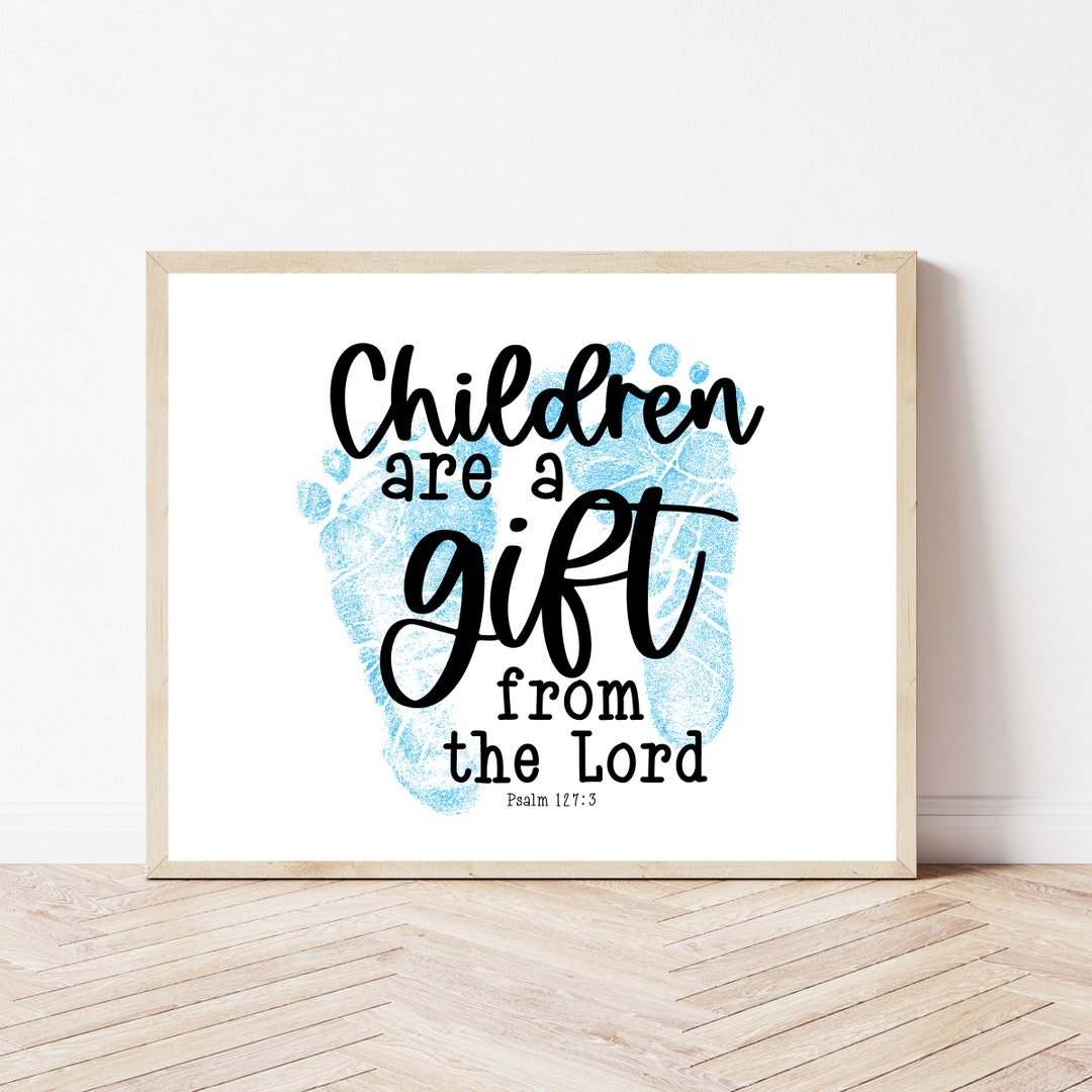 Baby Boy Baptism Gift, Christian Nursery Wall Art, Psalm 127:3 ...