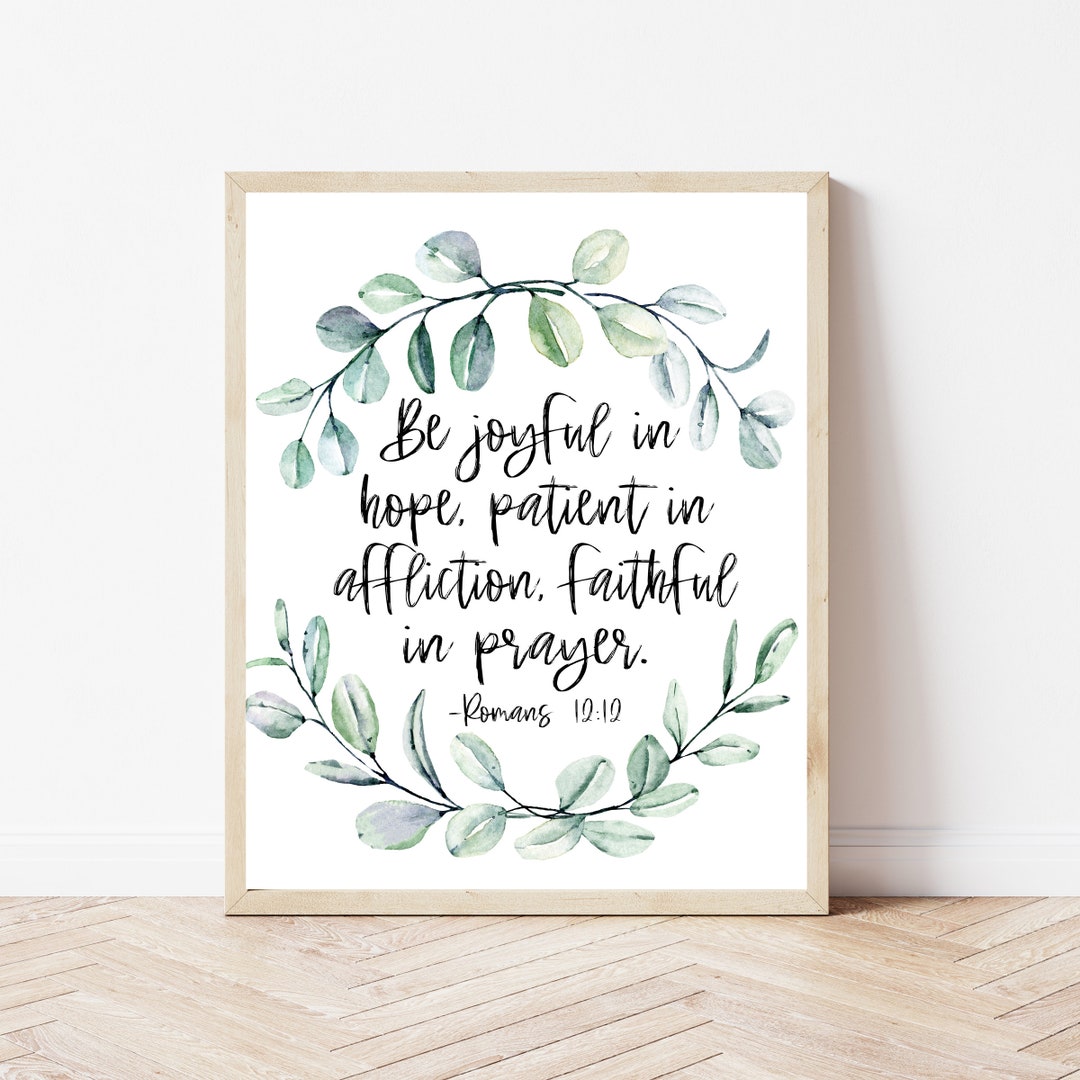 Joyful in Hope, Romans 12:12 Bible Verse Wall Art Prints, Christian ...