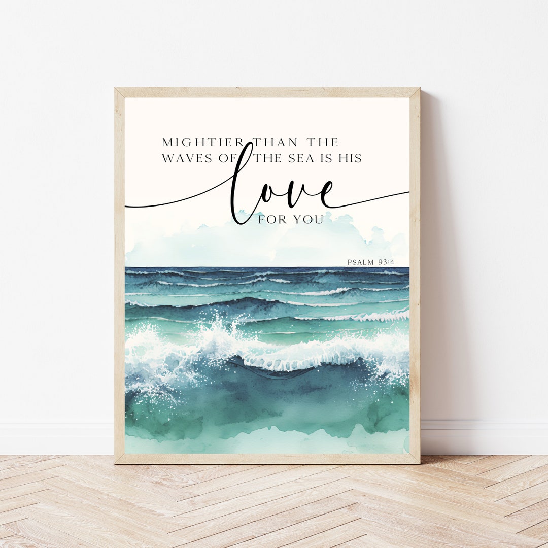 Psalm 93:4, Coastal Living Room, Bible Verse Bedroom Art, Beach House ...