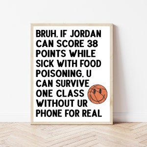 No Phones in Class Sign, Middle High School Math Classroom Decor, Male ...