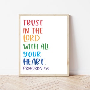 Christian Nursery Sign, Proverbs 3:5, Bible Verses Kids, Trust in the ...