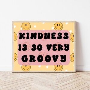 Retro Classroom Sign, Kindness Print, Groovy Boho Classroom Theme ...