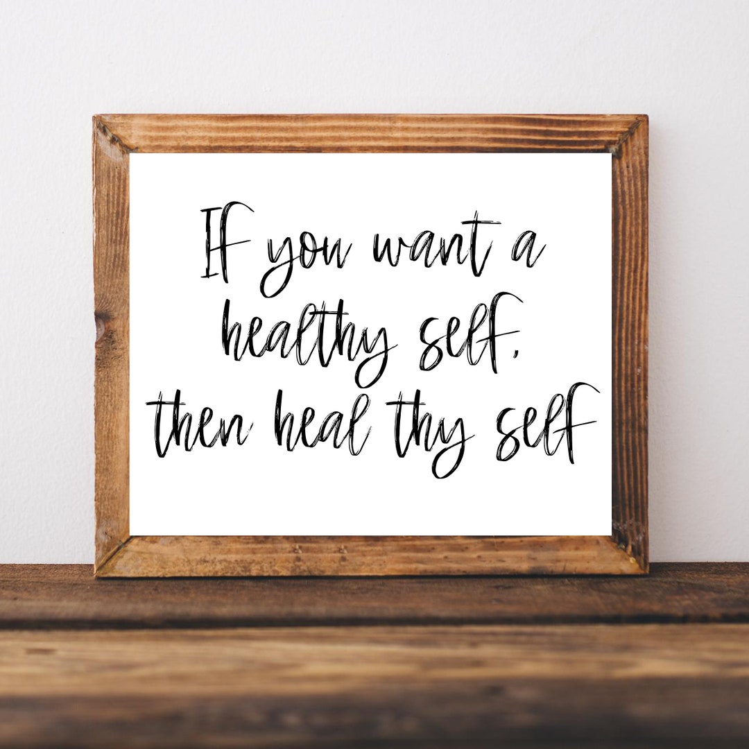 Healthy Living Wall Art, Heal Thy Self Sign, Nutrition Poster, Food is ...