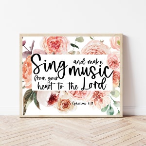 Bible Verse Wall Art, Music Room Decor, Church Wall Decor, Sunday ...