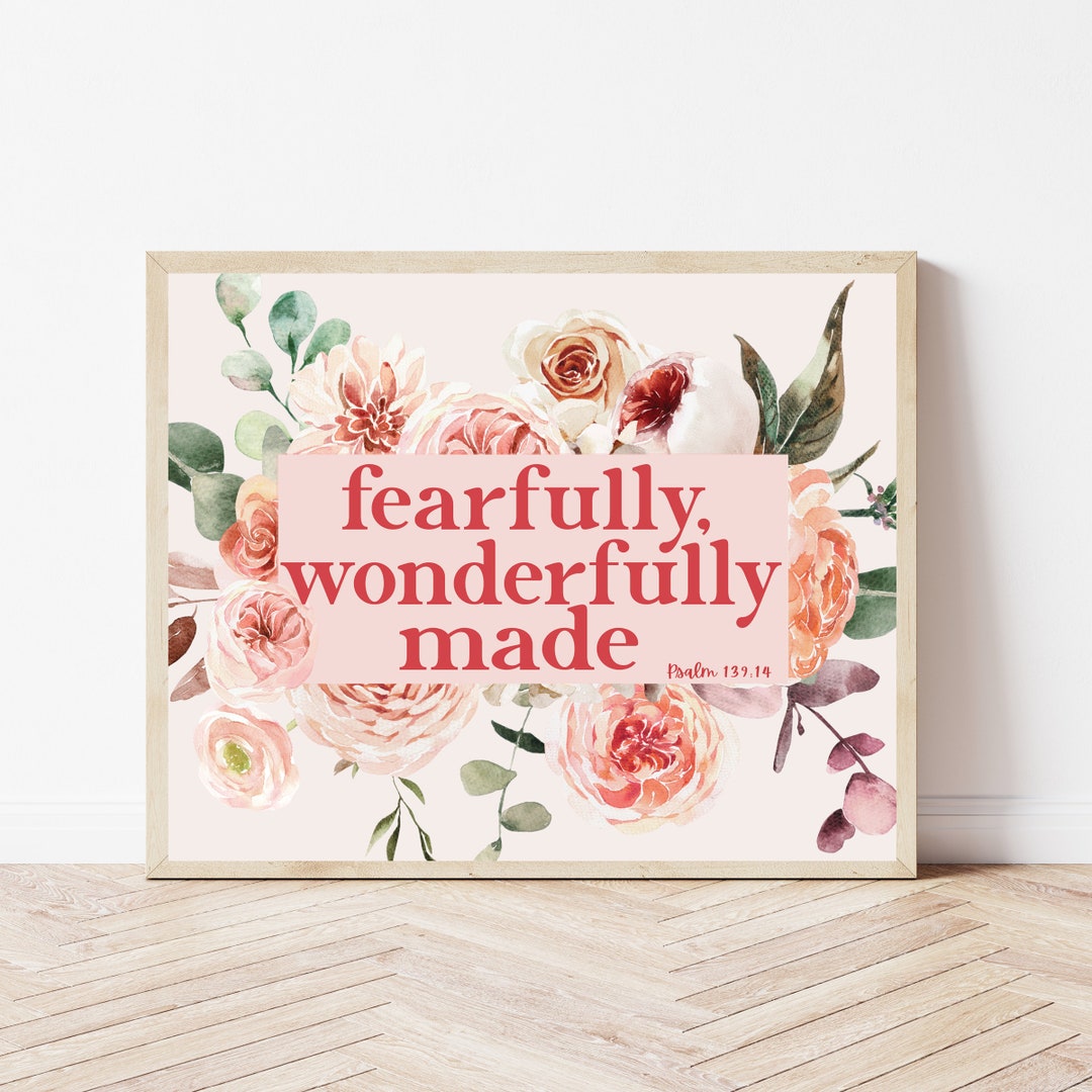 Psalm 139:14, Fearfully Wonderfully Made, Scripture Nursery Wall Art ...