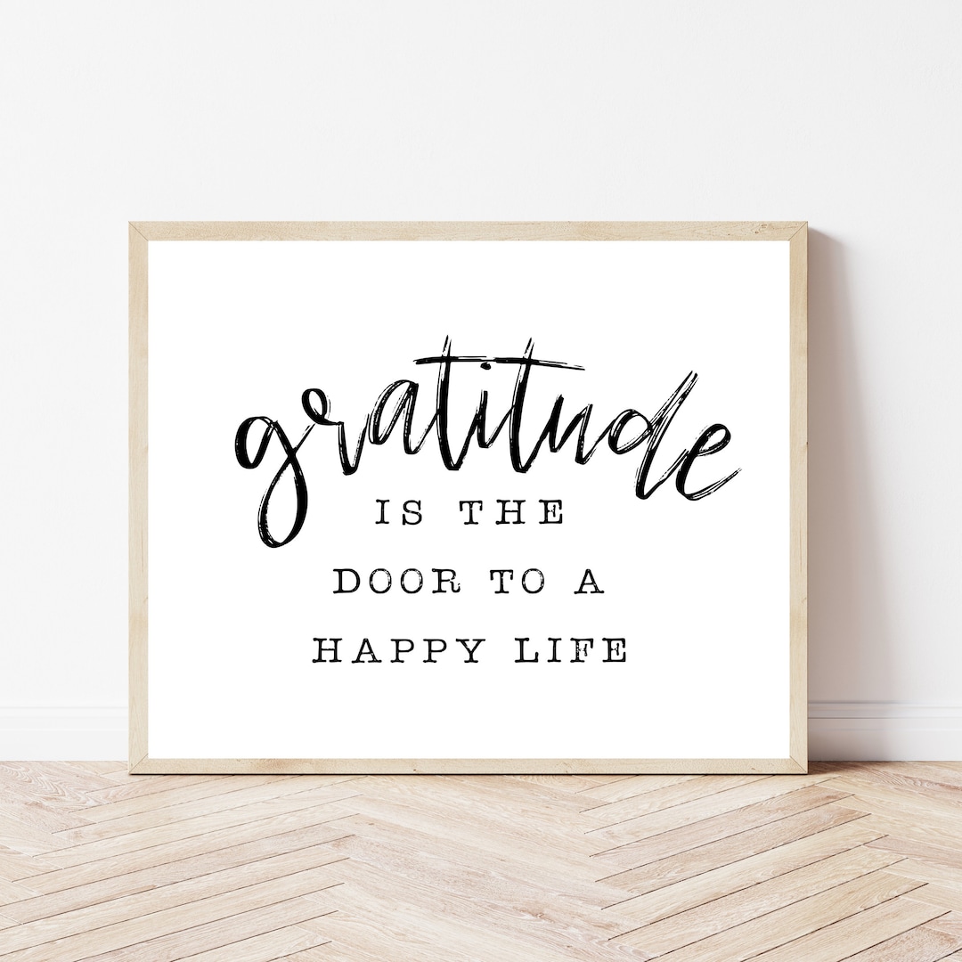 Gratitude Wall Art, Black White Print Bedroom, Farmhouse Entryway Wall ...