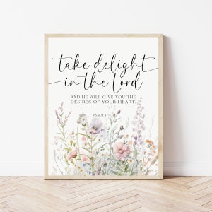 Psalm 37:4 Bible Verse Wall Art Printable, Christian Office Decor ...