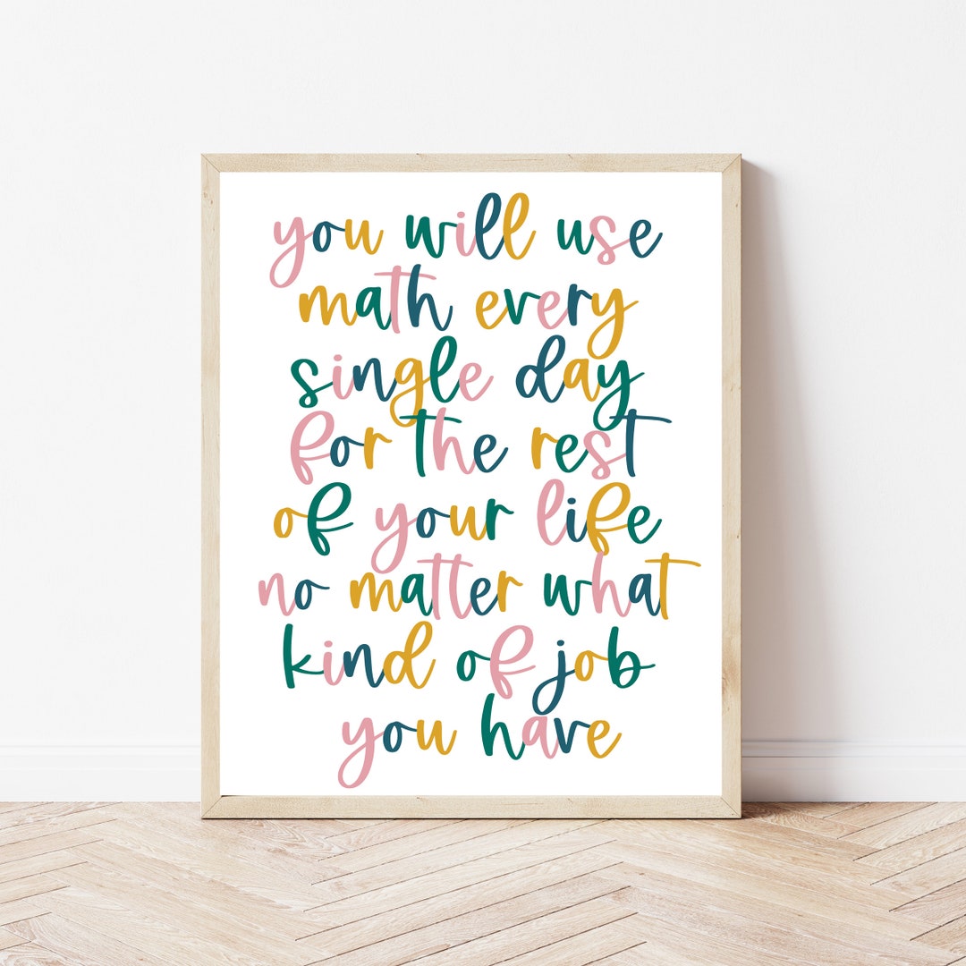 Boho Math Classroom Poster, Funny Math Teacher Gifts, Mathematics Art ...