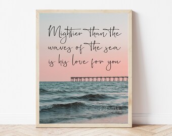 Nautical Bible Verse Ocean Printable Mightier Than the Waves - Etsy