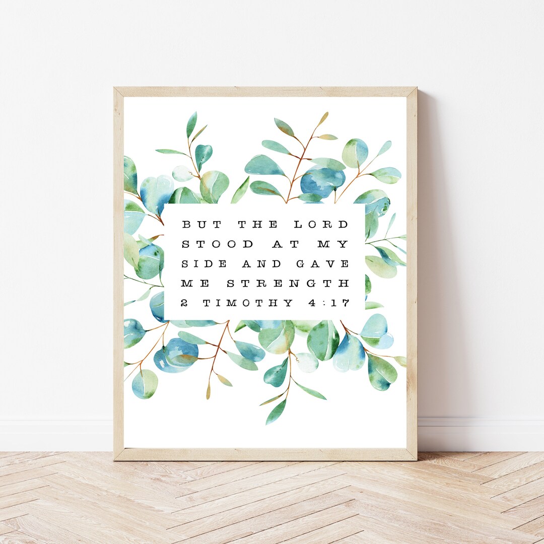 2 Timothy 4:17, Christian Office Wall Art, Scripture Prints, Christian ...