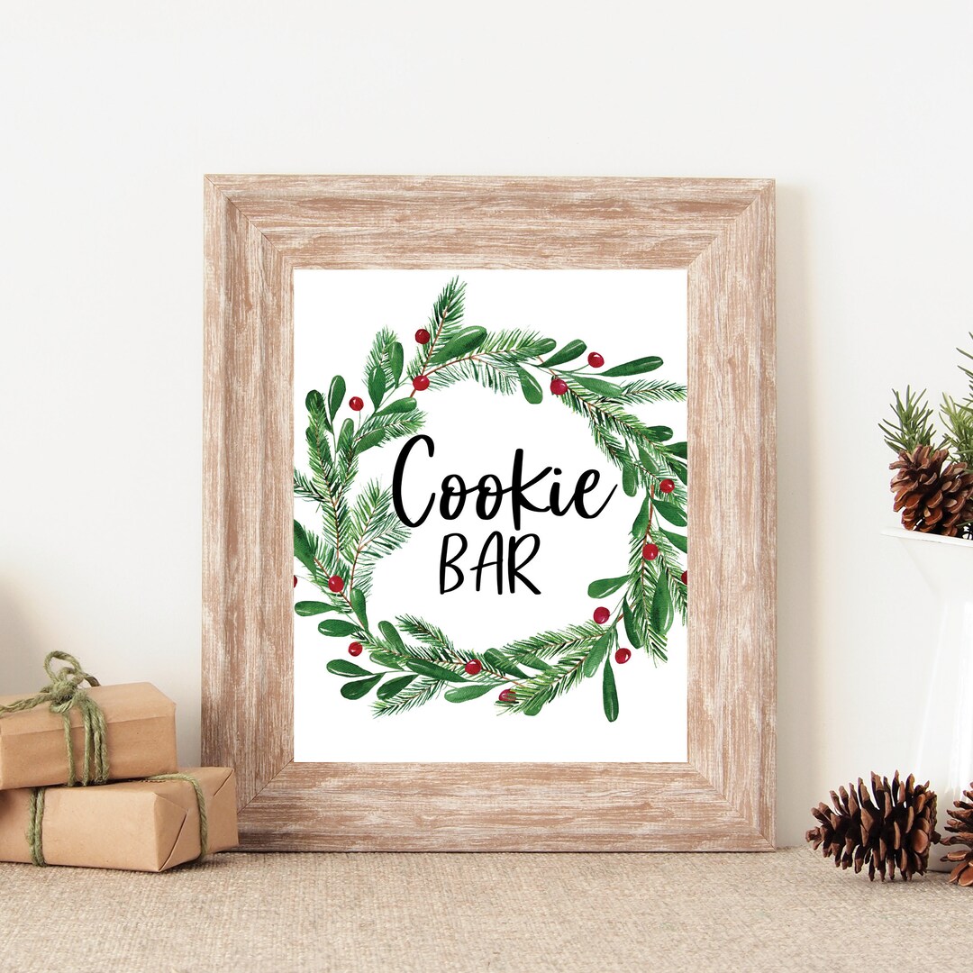 Christmas Cookie Bar Sign Holiday Party Printable Wall Art Christmas ...