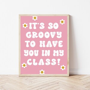 Groovy Classroom Door Sign, Back to School Bulletin Board Ideas, Retro ...