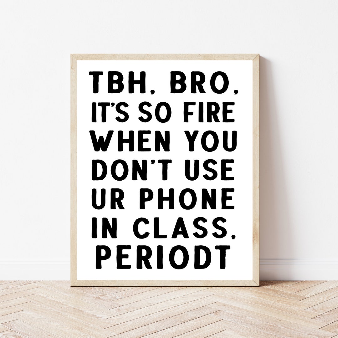 Funny Classroom Decor, No Phones Sign, Math Classroom Poster, English ...