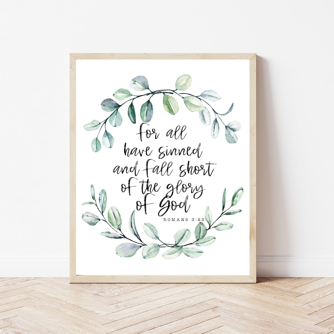 Romans 3:23, Bible Verse Wall Art Printable Decor, Floral Bible Sign ...